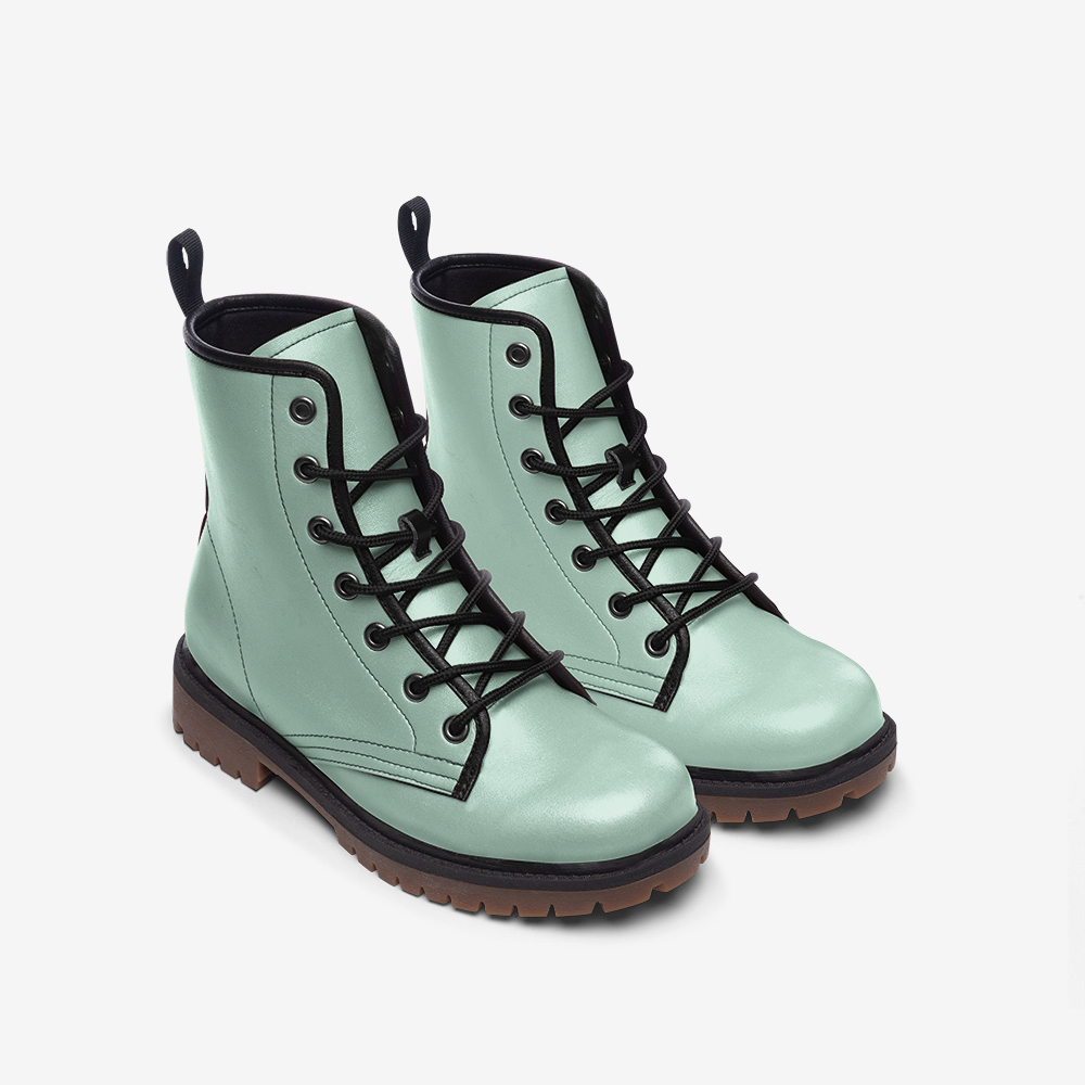 Mint Green Lace Up Boots - Light Green Combat Boots Wide Fit – Harlow ...
