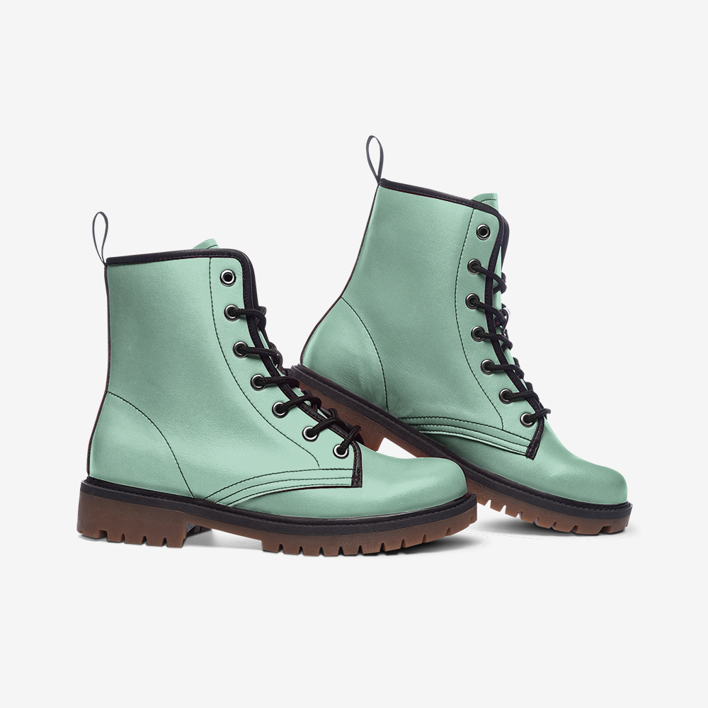 Mint Green Lace Up Boots - Light Green Combat Boots Wide Fit – Harlow ...