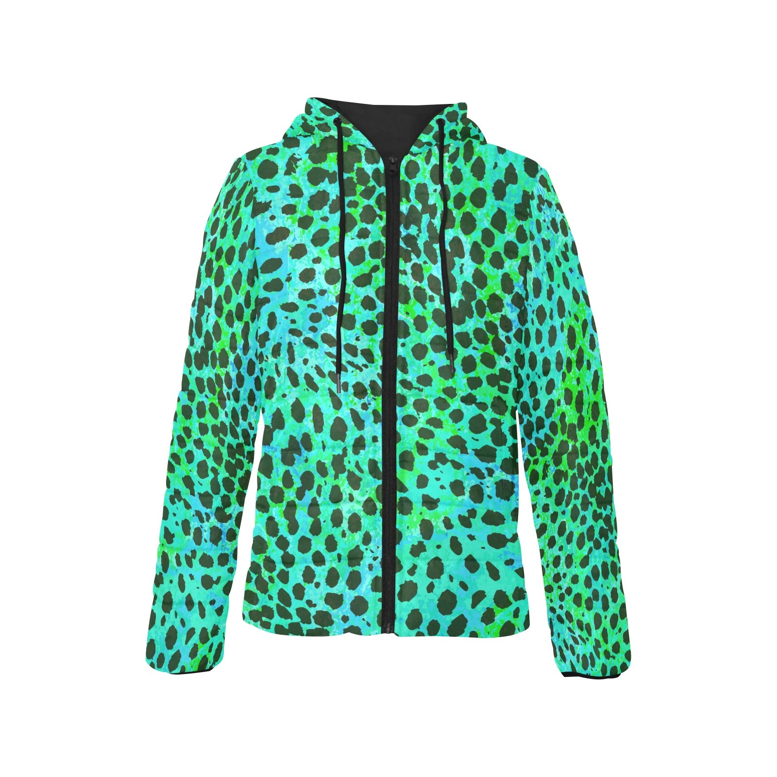 Neon Green Leopard Print Womens Hooded Puffer Jacket – Harlow & Lloyd