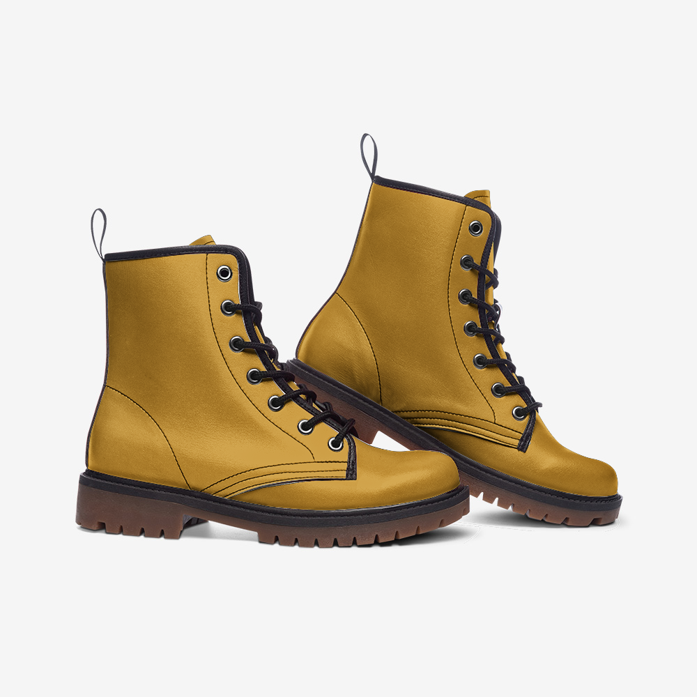 Mustard Lace Up Boots - Yellow Combat Boots Wide Fit – Harlow & Lloyd
