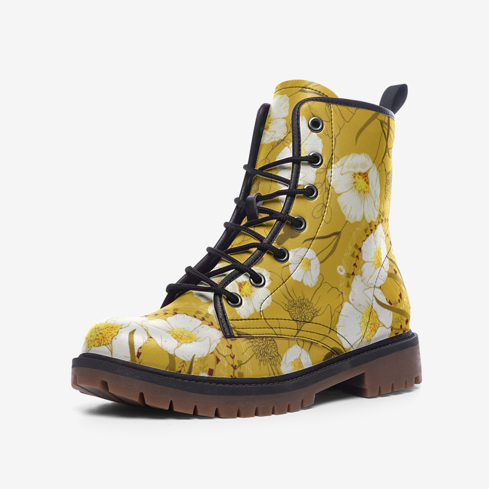 Yellow Floral Lace Up Boots – Harlow & Lloyd