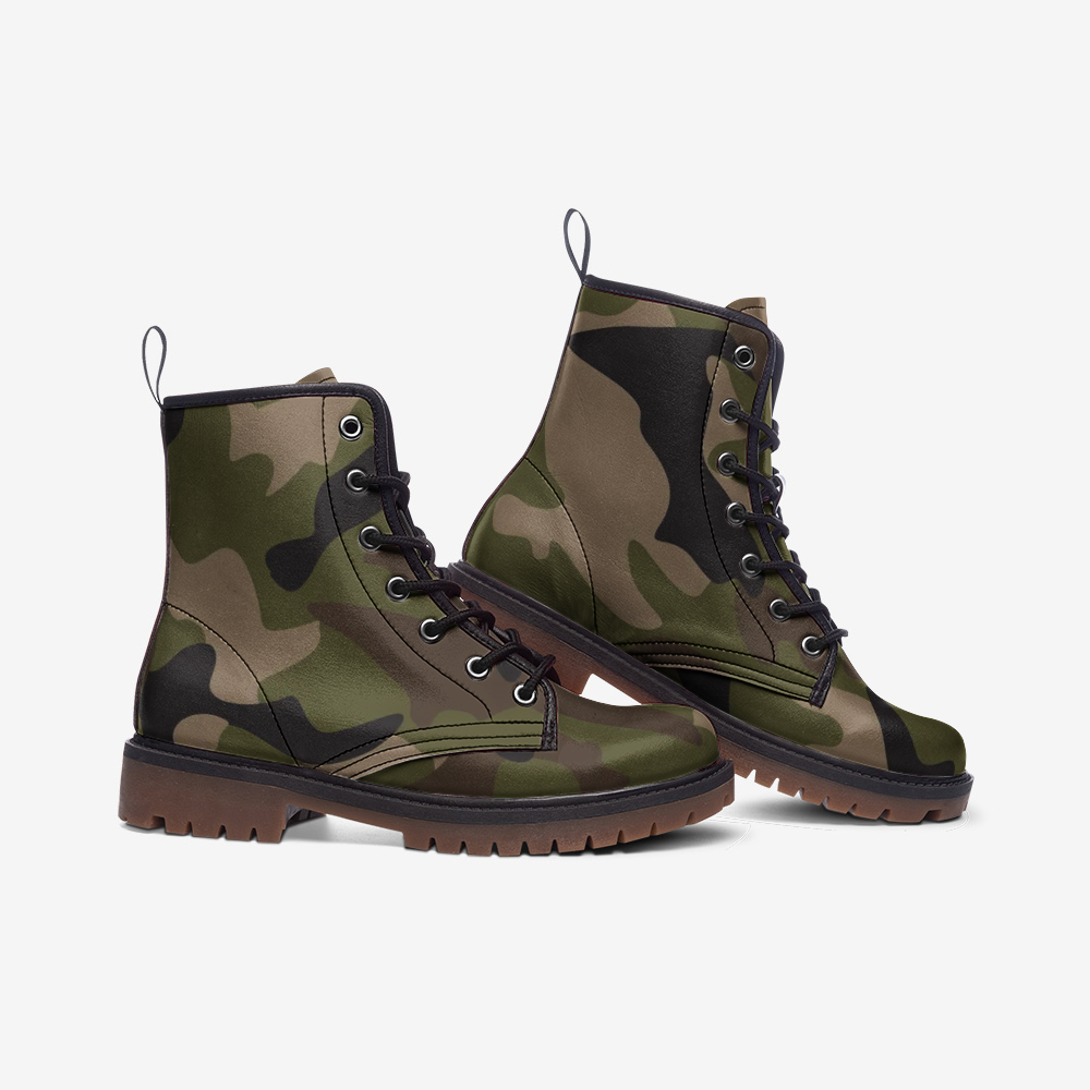 Woodland Camo Lace Up Boots - Green Camouflage Combat Boots – Harlow ...