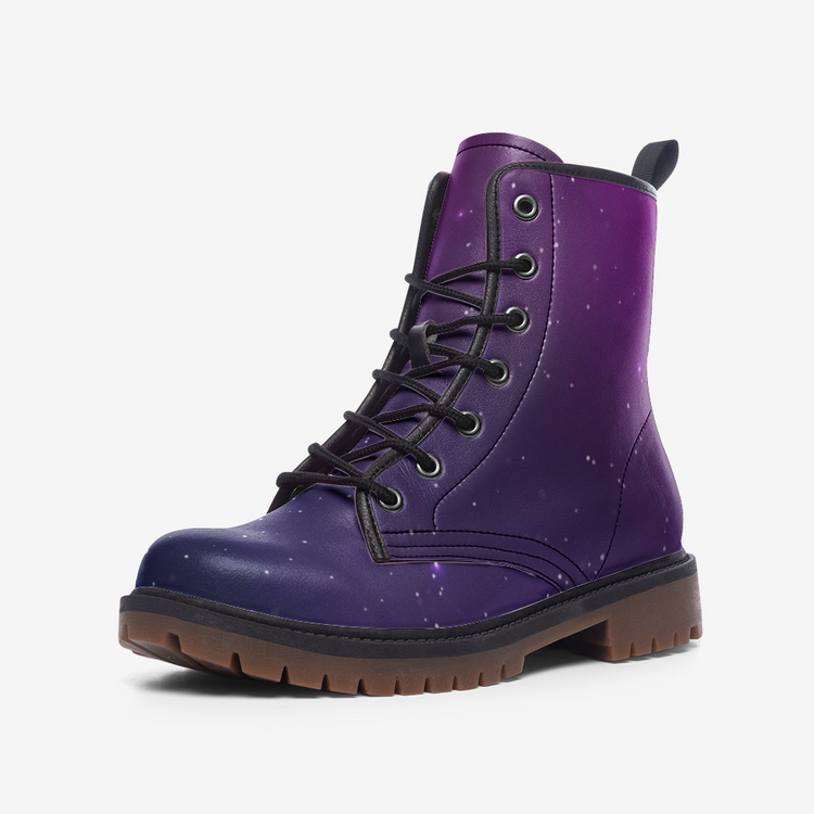 Purple Galaxy Lace Up Boots - Purple Combat Boots Wide Fit – Harlow & Lloyd